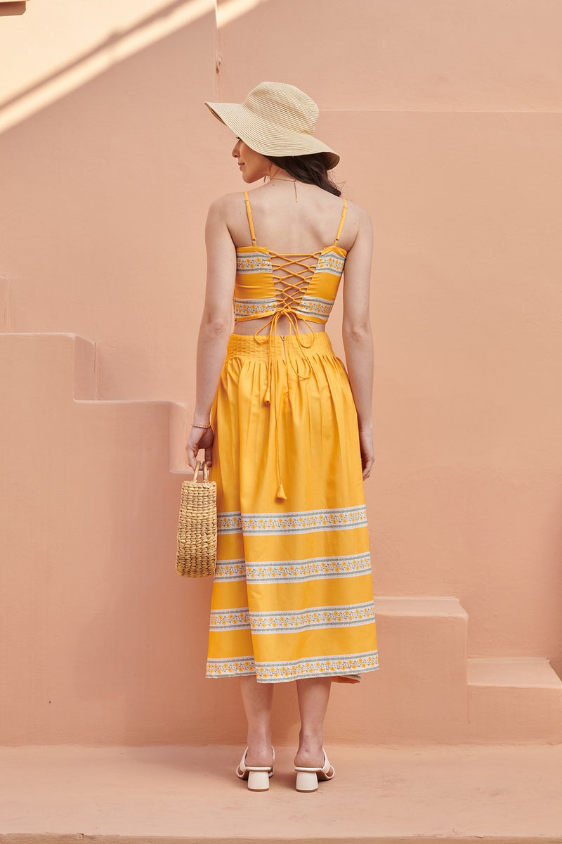 Yellow Criss-Cross Back Dress – Pasha India