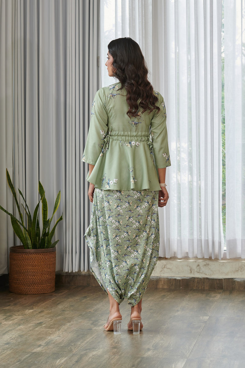Mother Daughter Tulsi Green Peplum Dhoti Jumpsuit – Pasha India
