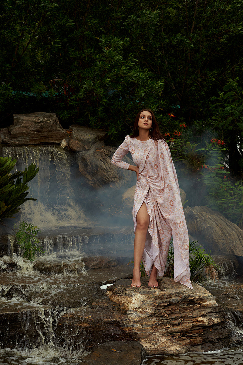 Rose Pink Lungi Saree & Blouse Set – Pasha India