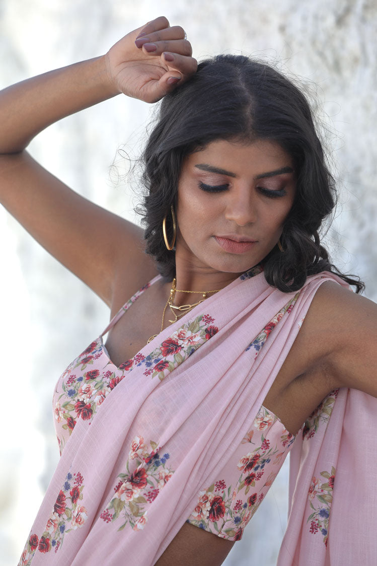 Carnation Pink Saree Set – Pasha India