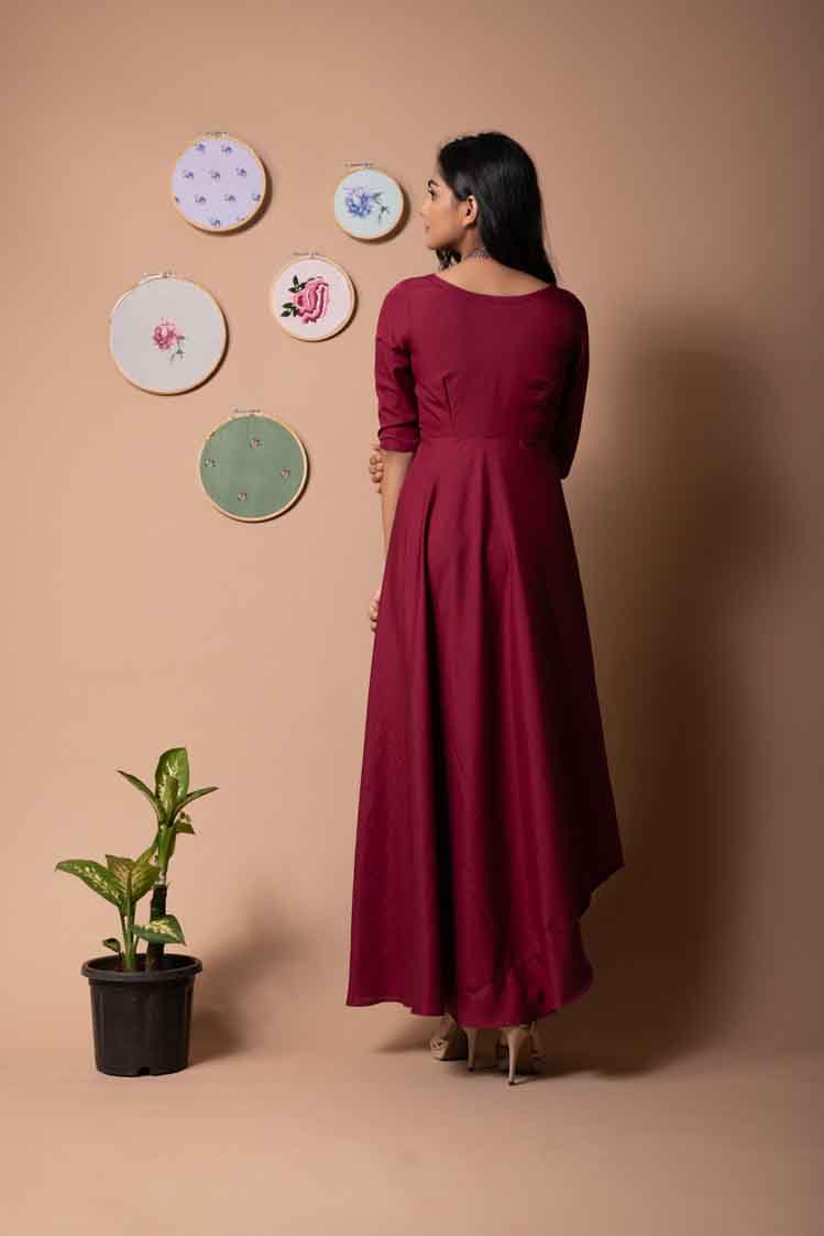 Dark Red Gown – Pasha India