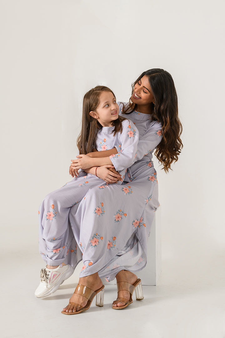 Mother Daughter Slate Grey Dhoti Jumpsuit – Pasha India