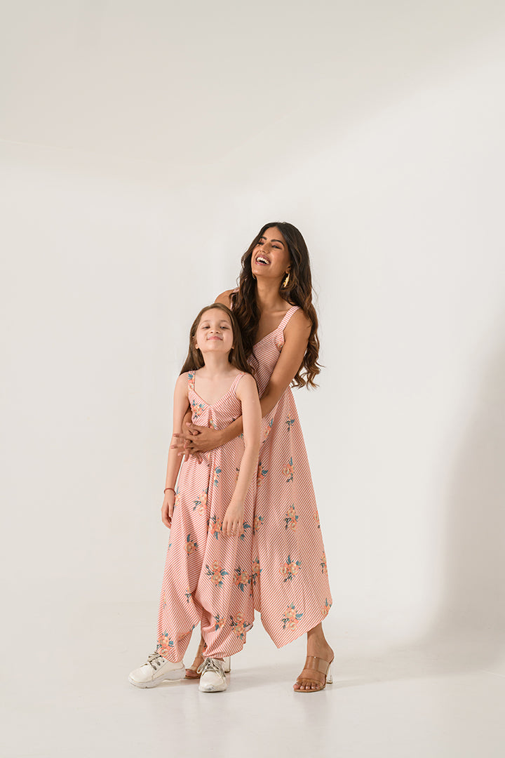 Mother Daughter Scarlet Orange Striped Palazzo Jumpsuit – Pasha India